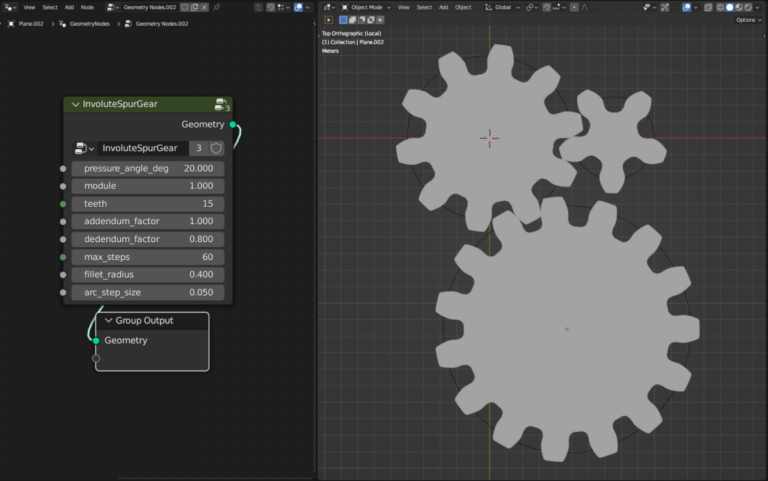 Procedural involute spur gears in Blender 3 with geometry nodes ...